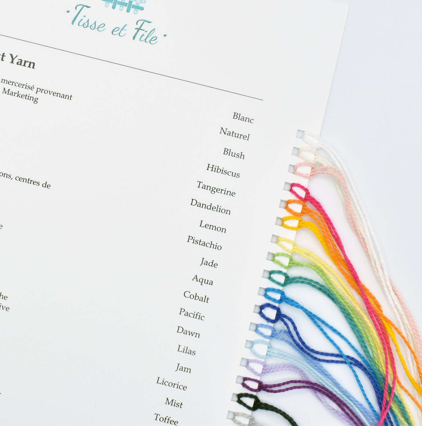 Gist Yarn Beam cotton yarn Sample Card — Tisse et File