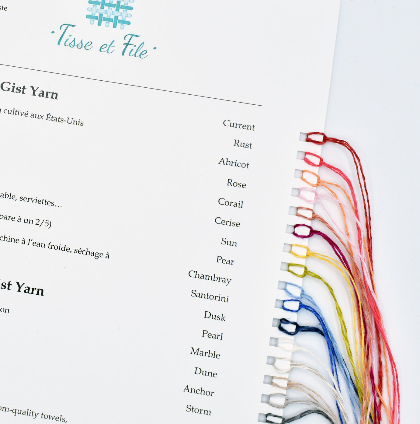 Gist Yarn Duet yarn Sample Card — Tisse et File