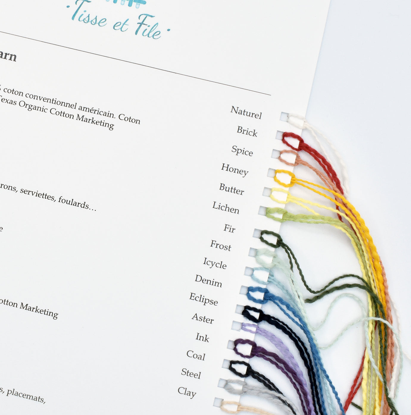 Gist Yarn Mallo cotton slub yarn Sample Card — Tisse et File